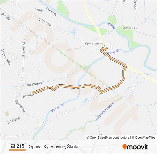 215 Route: Schedules, Stops & Maps - Opava, Kylešovice, Škola (Updated)