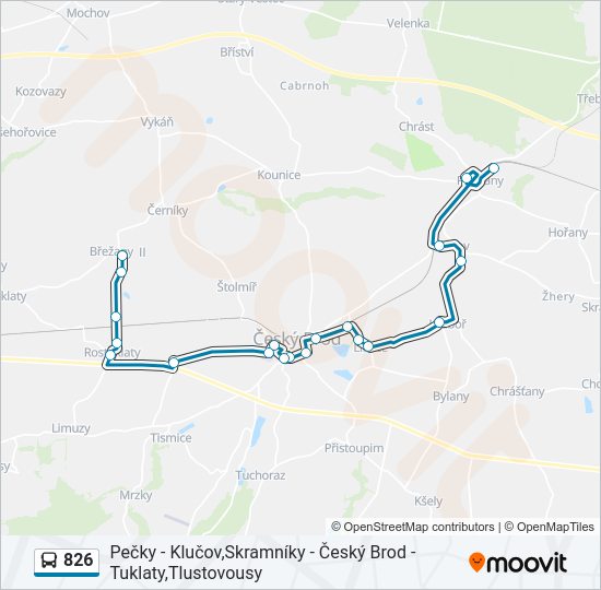 826 Route: Schedules, Stops & Maps - Poříčany,Žel.St. (Updated)