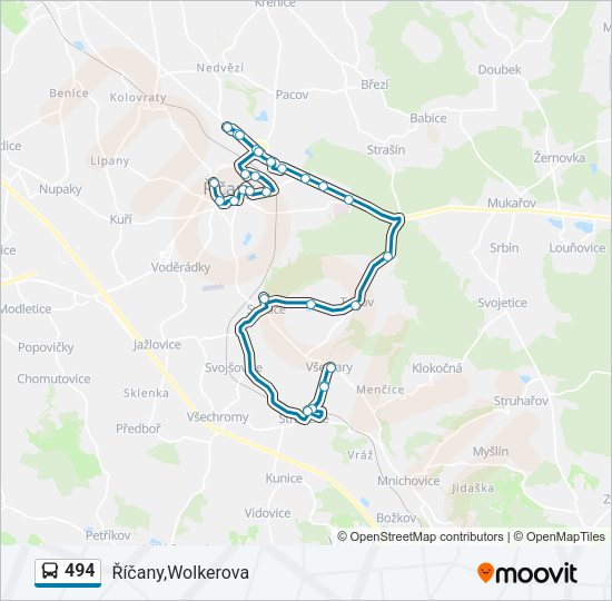494 Route: Schedules, Stops & Maps - Říčany,Wolkerova (Updated)