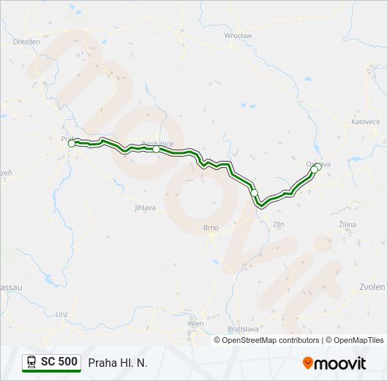 SC 500 Trasa: Jízdní řády, zastávky a mapy - Praha Hl. N. (Aktualizováno)