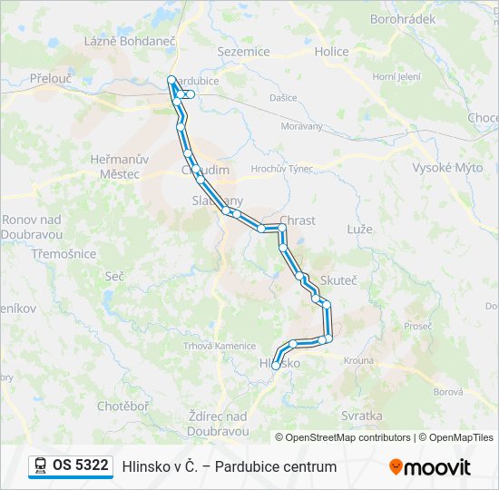 os 5322 Trasa: Jízdní řády, zastávky a mapy - Pardubice Centrum ...