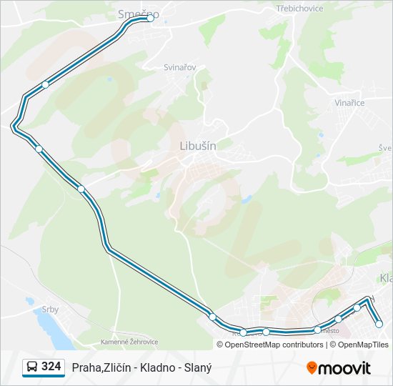 324 Trasa: Jízdní řády, zastávky a mapy - Kladno,Gymnasium (Aktualizováno)
