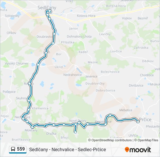 559 Trasa: Jízdní řády, zastávky a mapy - Sedlčany,Aut.St. (Aktualizováno)