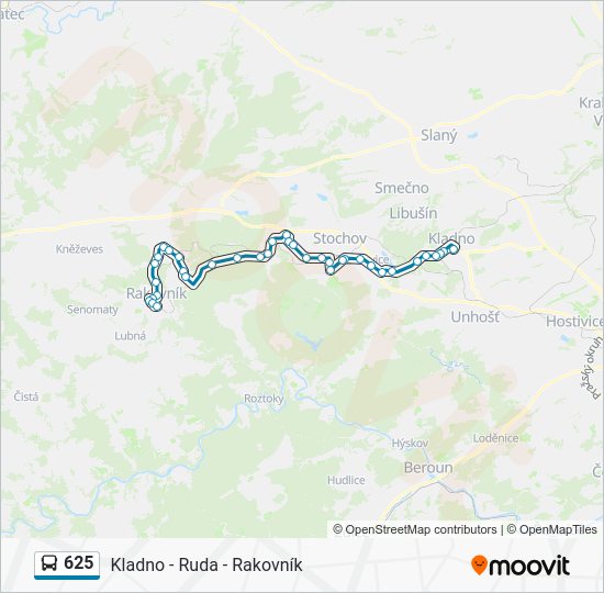 625 Trasa: Jízdní řády, zastávky a mapy - Kladno,Autobusové Nádraží ...