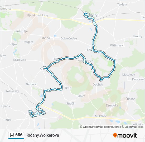 686 Route: Schedules, Stops & Maps - Říčany,Wolkerova (Updated)