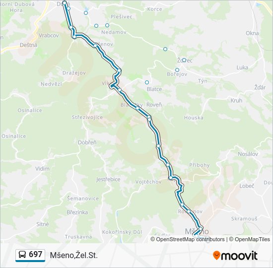 697 Route: Schedules, Stops & Maps - Mšeno,Žel.St. (Updated)