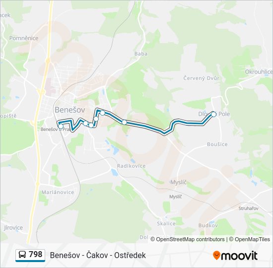798 Route: Schedules, Stops & Maps - Benešov,Dlouhé Pole (Updated)