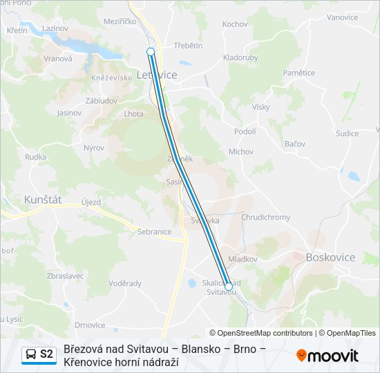 s2 Route: Schedules, Stops & Maps - Letovice (Updated)
