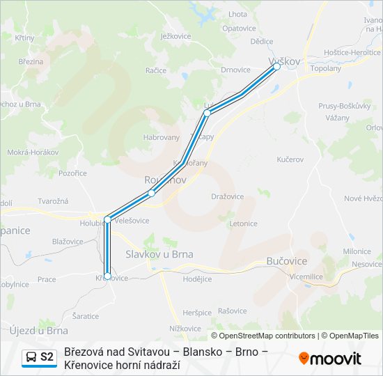 S2 Route: Schedules, Stops & Maps - Vyškov Na Moravě (Updated)
