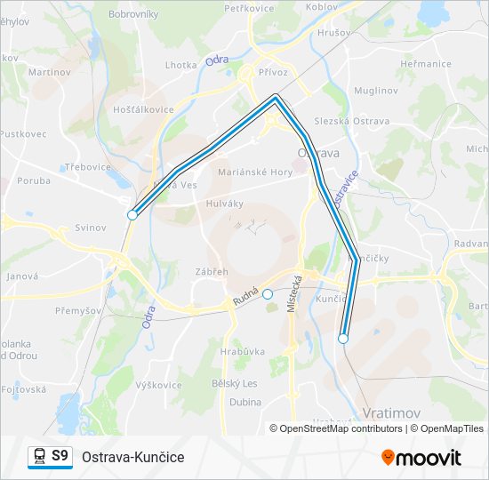 s9 Route: Schedules, Stops & Maps - Ostrava-Kunčice (Updated)
