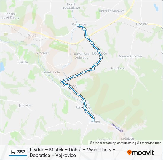 357 Route: Schedules, Stops & Maps - Raškovice, Hotel Ondráš (Updated)