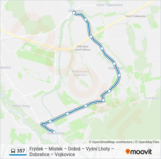 357 Route: Schedules, Stops & Maps - Vyšní Lhoty, Rest. Maryčka (Updated)