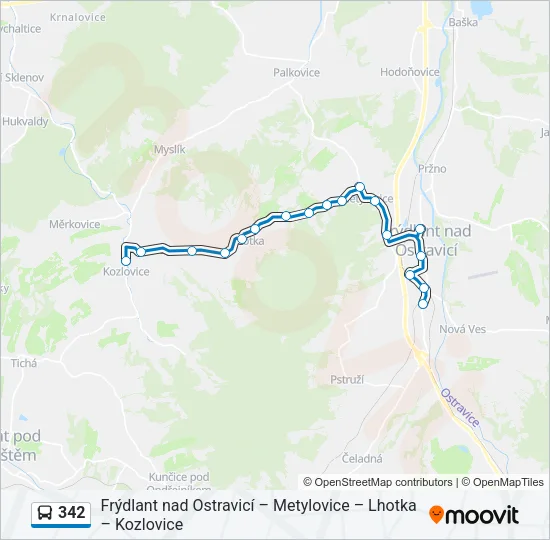 342 Route: Schedules, Stops & Maps - Frýdlant Nad Ostravicí, Norma ...