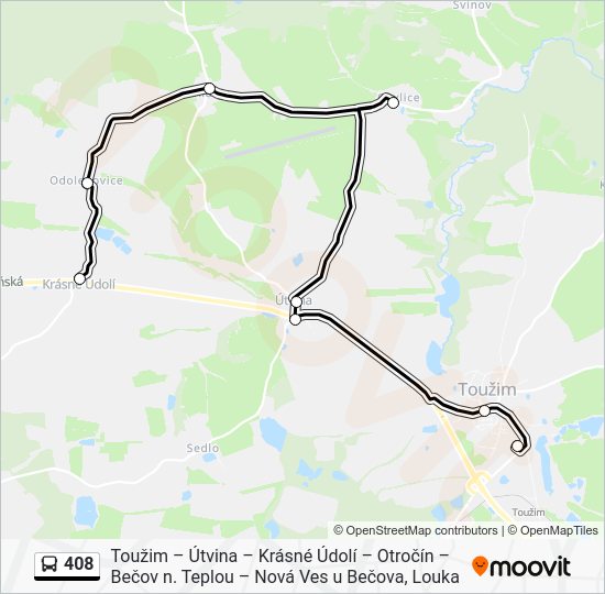 408 Route: Schedules, Stops & Maps - Krásné Údolí (Updated)