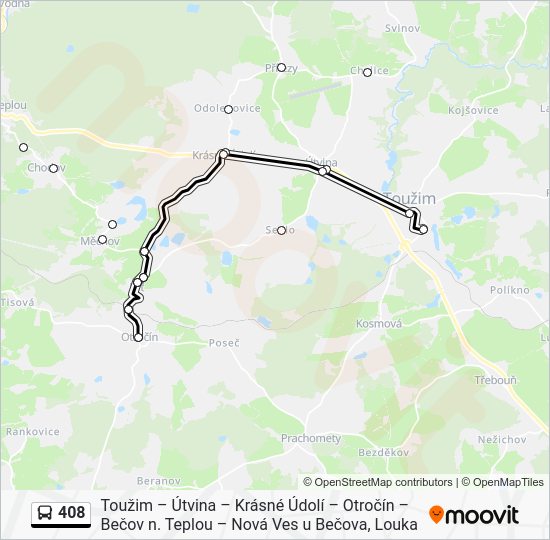 408 Route: Schedules, Stops & Maps - Toužim, Aut. St. (Updated)