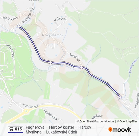 X15 Route: Schedules, Stops & Maps - Liberec, Harcov, Myslivna (Updated)