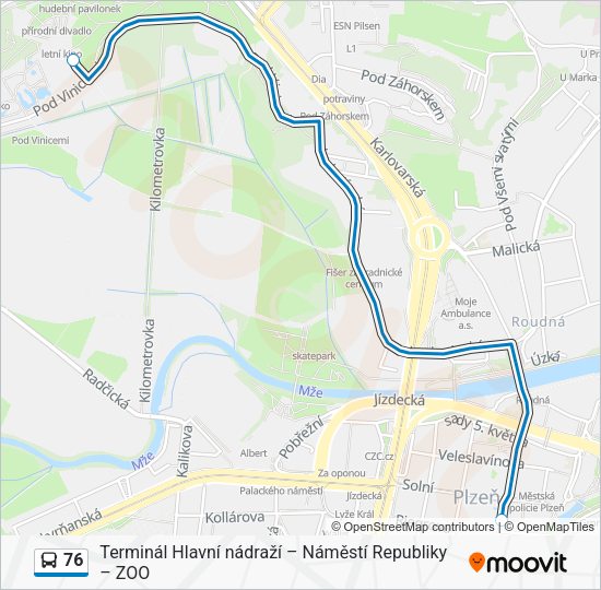 76 Route: Schedules, Stops & Maps - Plzeň, Zoo (Updated)