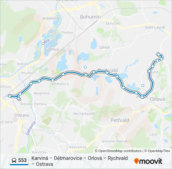 553 Route: Schedules, Stops & Maps - Orlová, Lutyně, Aut. Nádr. (Updated)