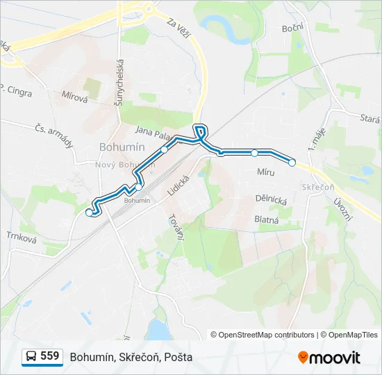559 Route: Schedules, Stops & Maps - Bohumín, Skřečoň, Pošta (Updated)