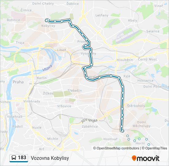 183 Route: Schedules, Stops & Maps - Vozovna Kobylisy (Updated)