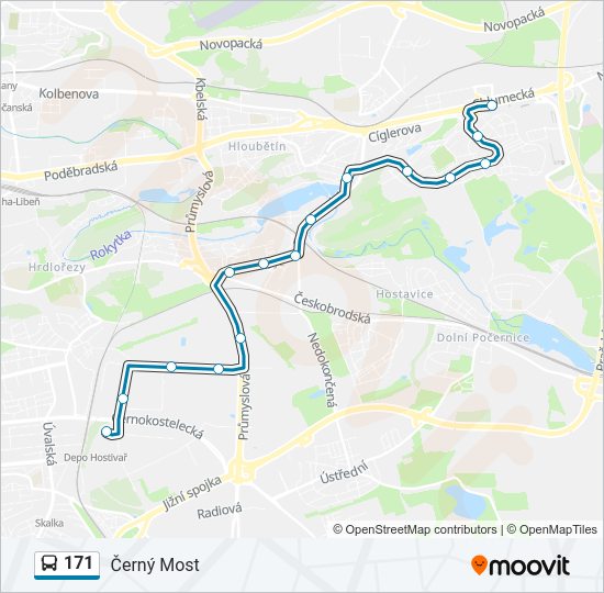 171 Trasa: Jízdní řády, zastávky a mapy - Černý Most (Aktualizováno)