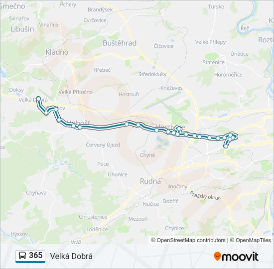 365 Trasa: Jízdní řády, zastávky a mapy - Velká Dobrá (Aktualizováno)