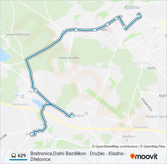 629 Route: Schedules, Stops & Maps - Kladno,Autobusové Nádraží (Updated)