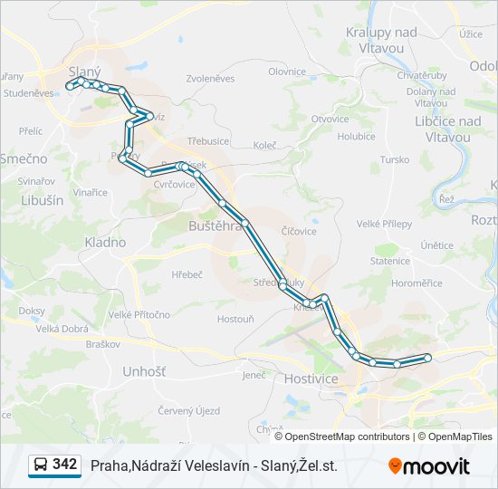 342 Route: Schedules, Stops & Maps - Praha,Nádraží Veleslavín (Updated)