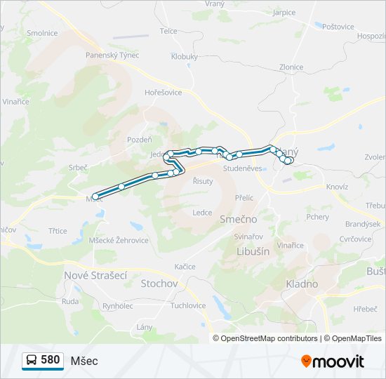 580 Route: Schedules, Stops & Maps - Mšec (Updated)