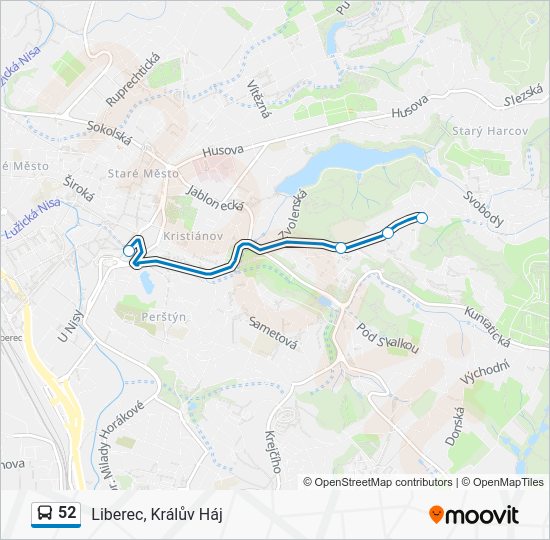 52 Route: Schedules, Stops & Maps - Liberec, Králův Háj (Updated)