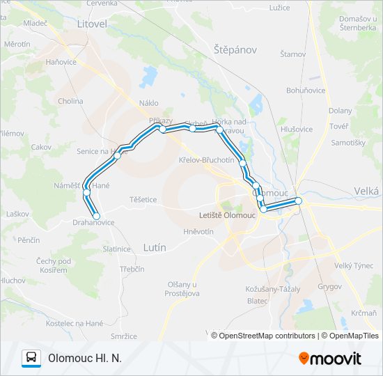os 14002 Trasa: Jízdní řády, zastávky a mapy - Olomouc Hl. N. (Aktualizováno)