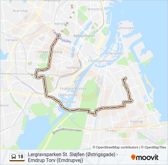 18 Rute: Rejseplaner, stop & kort - Lergravsparken St. (Opdateret)