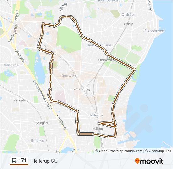 171 Rute: Rejseplaner, stop & kort - Hellerup St. (Opdateret)