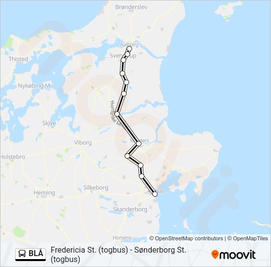 blå Rute: Rejseplaner, stop & kort - Aalborg St. (Togbus) (Opdateret)