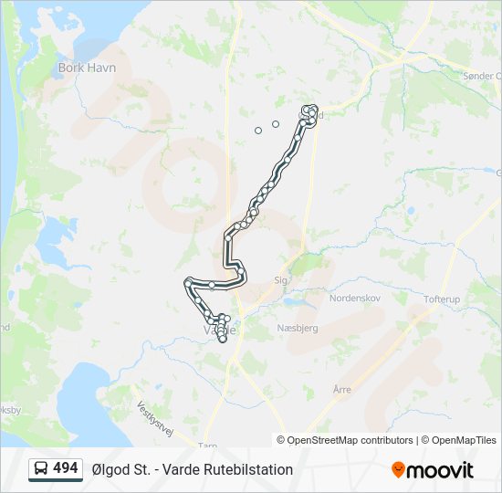 494 Rute: Rejseplaner, stop & kort - Varde Rutebilstation (Opdateret)