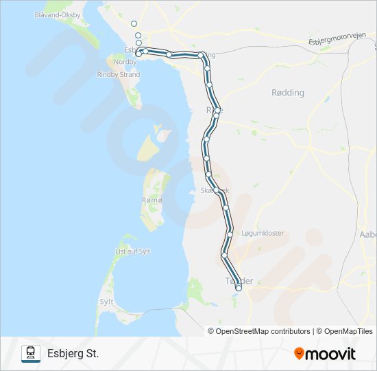 030 Rute: Rejseplaner, stop & kort - Esbjerg St. (Opdateret)