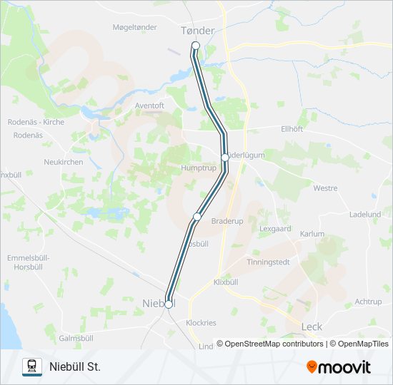 030 Rute: Rejseplaner, stop & kort - Niebüll St. (Opdateret)