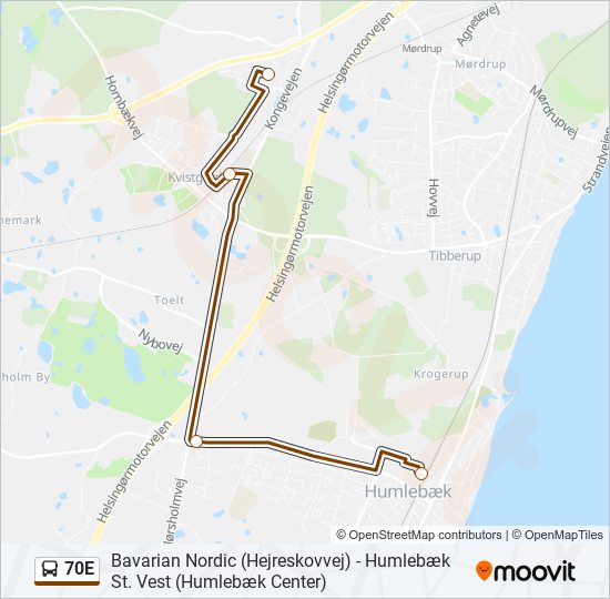 70e Rute: Rejseplaner, stop & kort - Bavarian Nordic (Opdateret)