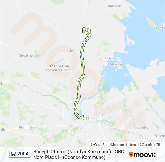 200A Rute: Rejseplaner, stop & kort - Odense (Opdateret)