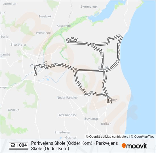 1004 Rute: Rejseplaner, stop & kort - Parkvejens Skole (Odder Kom ...