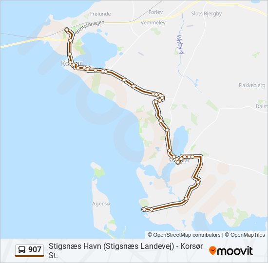 907 Rute: Rejseplaner, stop & kort - Korsør St. (Opdateret)