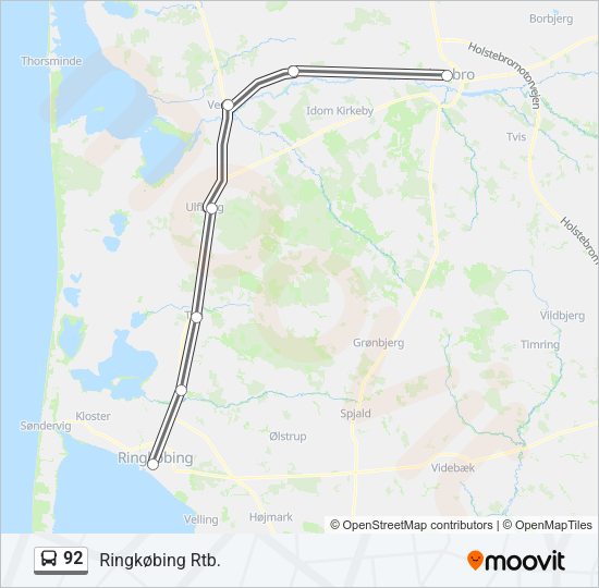 92 Route: Schedules, Stops & Maps - Ringkøbing Rtb. (Updated)