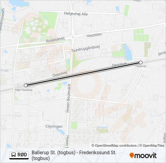 RØD Rute: Rejseplaner, stop & kort - Høje Taastrup St. (Togbus) (Opdateret)