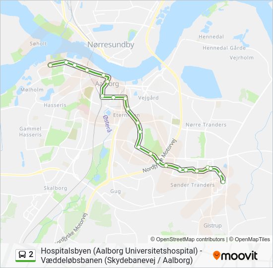 2 Rute: Rejseplaner, stop & kort - Væddeløbsbanen (Opdateret)