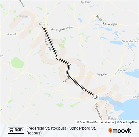rød Route: Schedules, Stops & Maps - Herning St. (Togbus) (Updated)