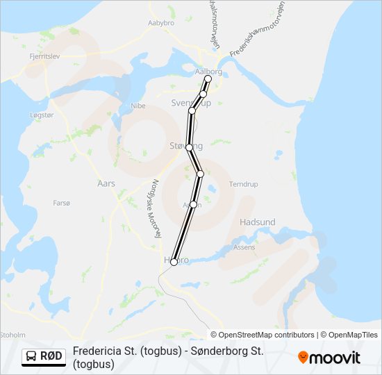 rød Route: Schedules, Stops & Maps - Hobro St. (Togbus) (Updated)