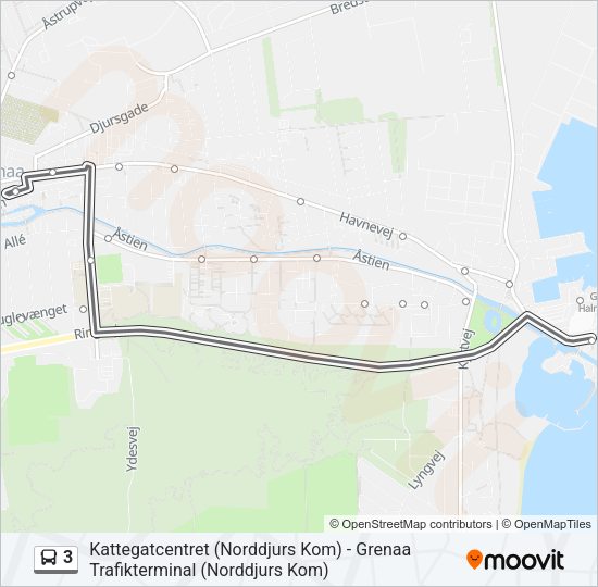 3 Rute: Rejseplaner, stop & kort - Grenaa Trafikterminal (Norddjurs Kom ...