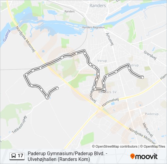 17 Rute: Rejseplaner, stop & kort - Tirsdalens Skole Vest (Opdateret)