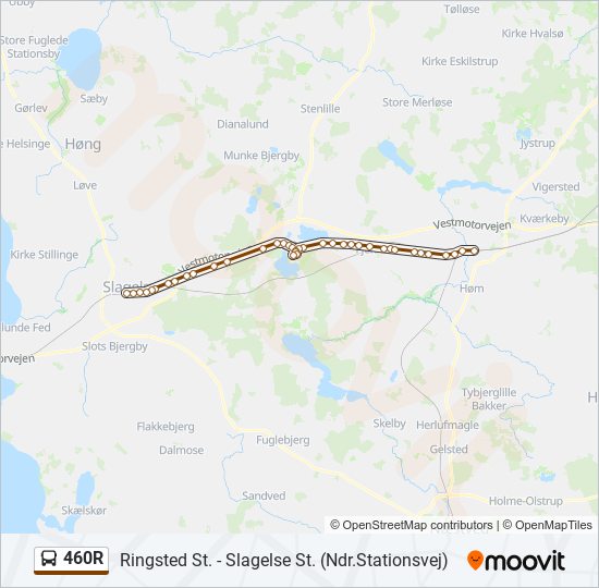 460r Rute: Rejseplaner, stop & kort - Ringsted St. (Opdateret)