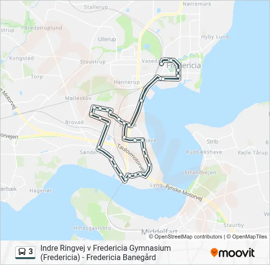 3 Route: Schedules, Stops & Maps - Fredericia Banegård (Updated)